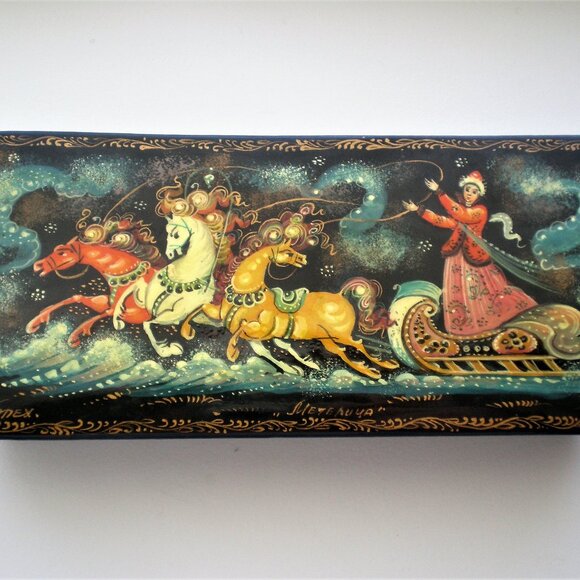 PALEKH PALEH Палех | Jewelry | Vintage Russian Soviet Palekh Lacquer ...